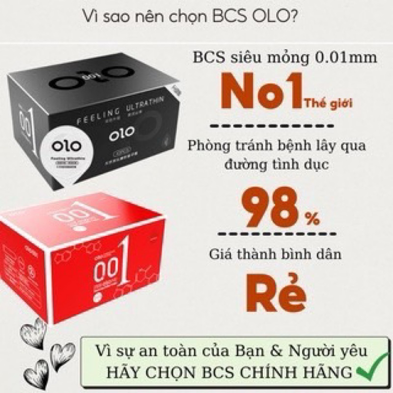Bao cao su OLO Feeling Ultra thin 001 siêu mỏng, nhiều gel bôi trơn, bcs kéo dài thời gian, hàng ...