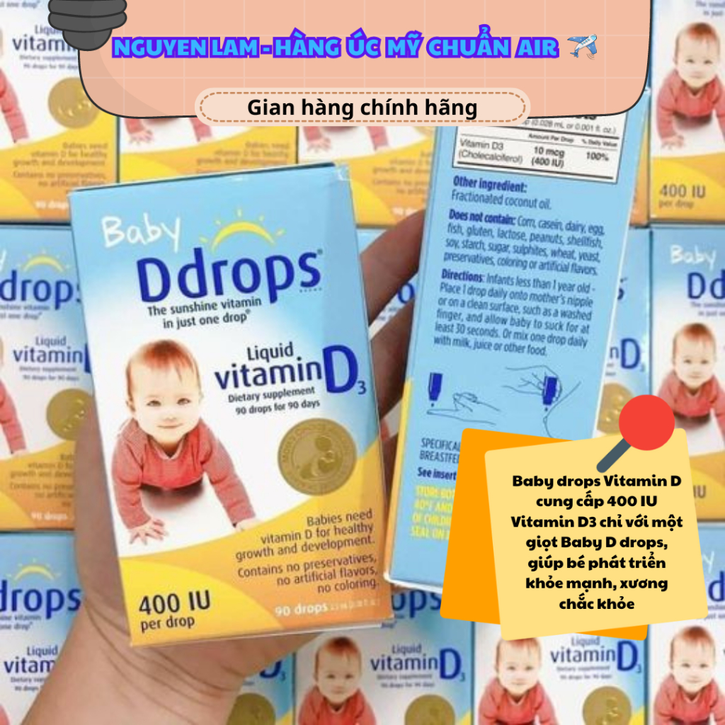 [Chính hãng] Baby drops Vitamin D cung cấp 400 IU Vitamin D3 lọ 90 giọt ...