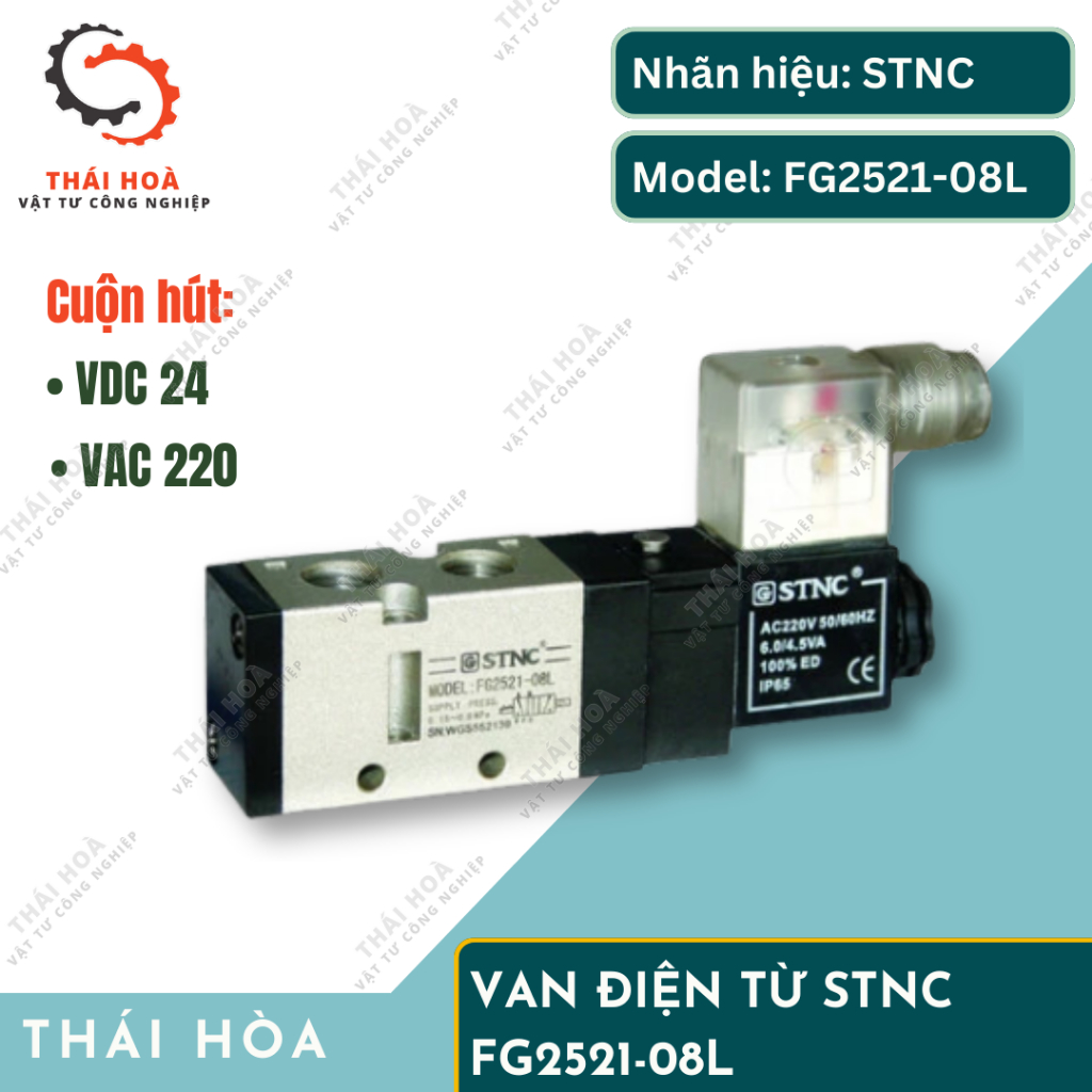 Van Điện Từ Khí Nén STNC [CHÍNH HÃNG] FG2521-08L (Van Solenoid 5/2) - (Cuộn hút 24VDC / 220VAC ...