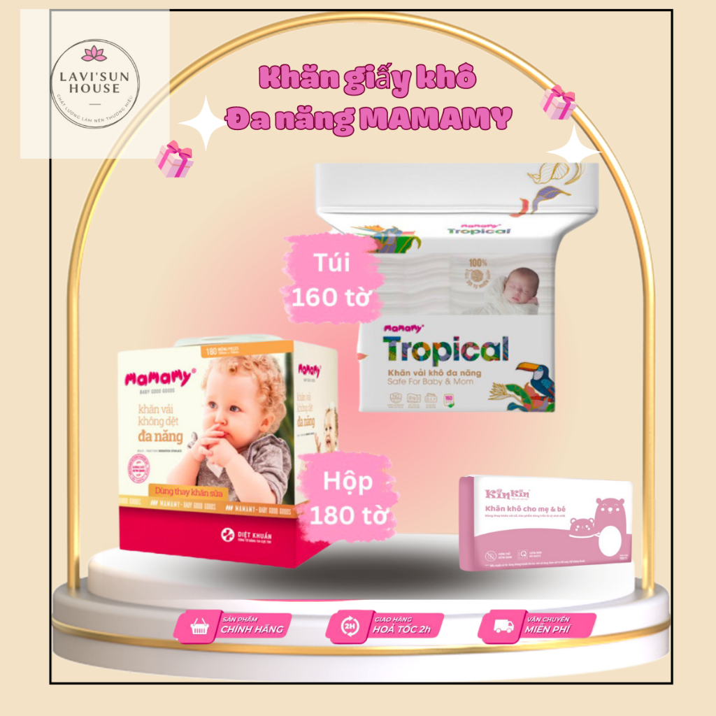Khăn khô đa năng Mamamy 180 tờ / Mamamy Tropical 160 tờ chính hãng công ...