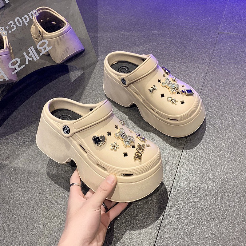 Dép crocs nữ đế cao 7cm 3TDEP, dép sục nữ cross Gấu 80 bít mũi tăng ...
