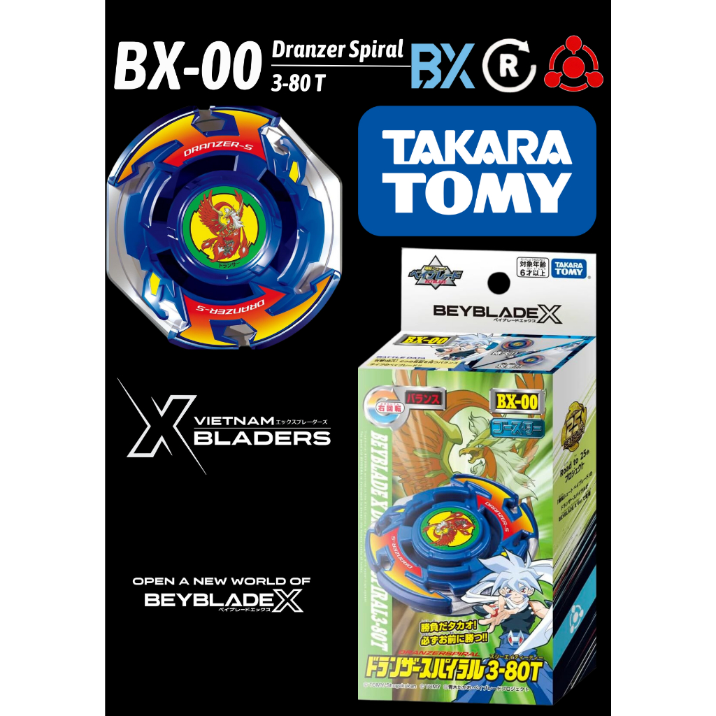 [Beyblade X – Takara Tomy] Con quay BX-00 Dranzer Spiral 3-80T. Beyblade chính hãng đến từ Nhật ...