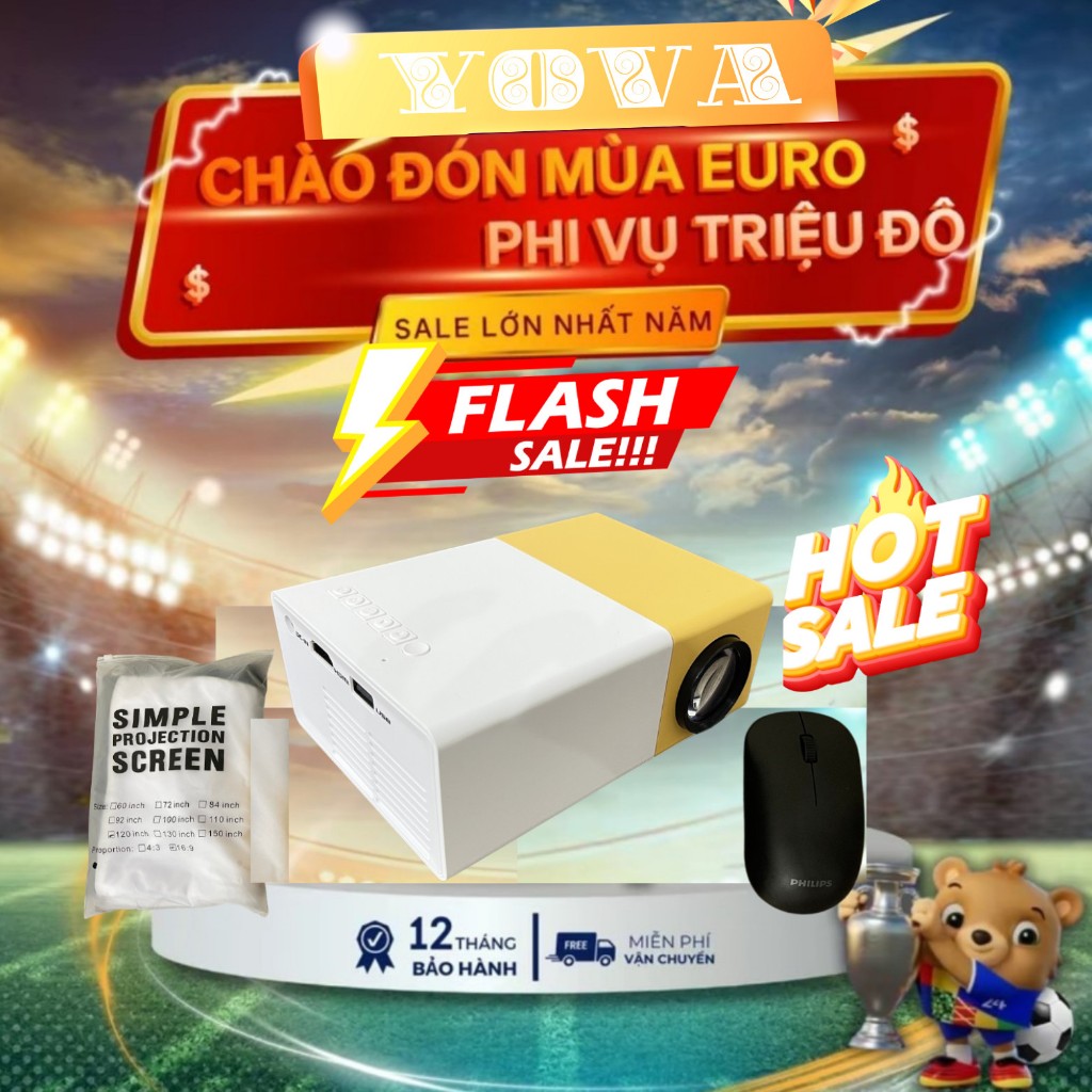[YOVA] Máy chiếu mini YG PLUS [Chính Hãng Siêu Rẻ] [FULL HD 1080P] Chất ...