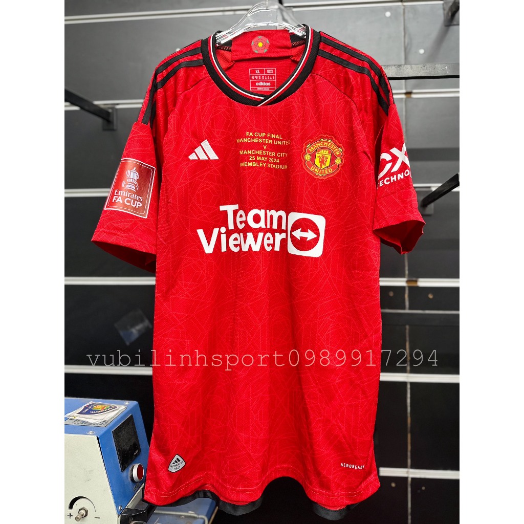 Bộ Quần Áo Đấu CLB MU 23/24 Sân Nhà Màu Đỏ Chung Kết FA cup full logo ...