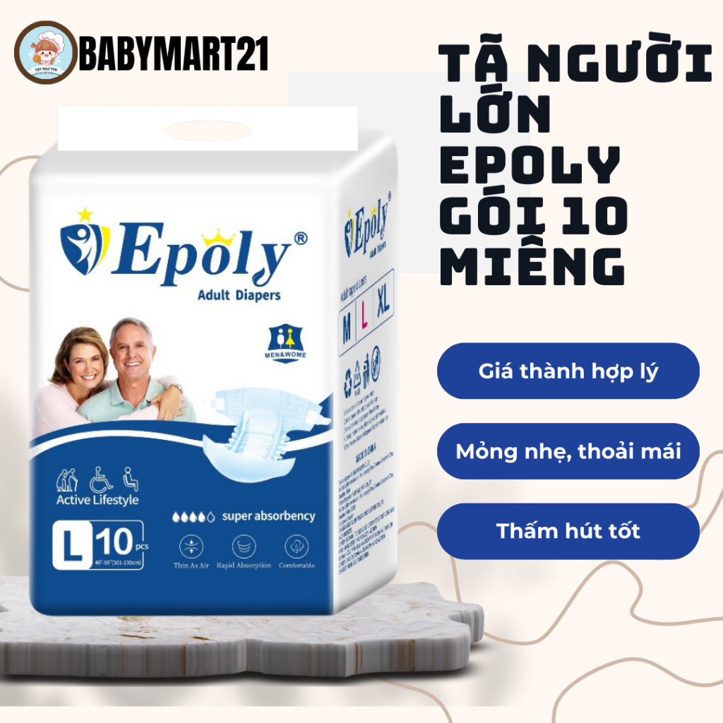 Bỉm dán người già epoly/Ipaly chất lượng giá tốt combo 100 miếng M-L-XL ...