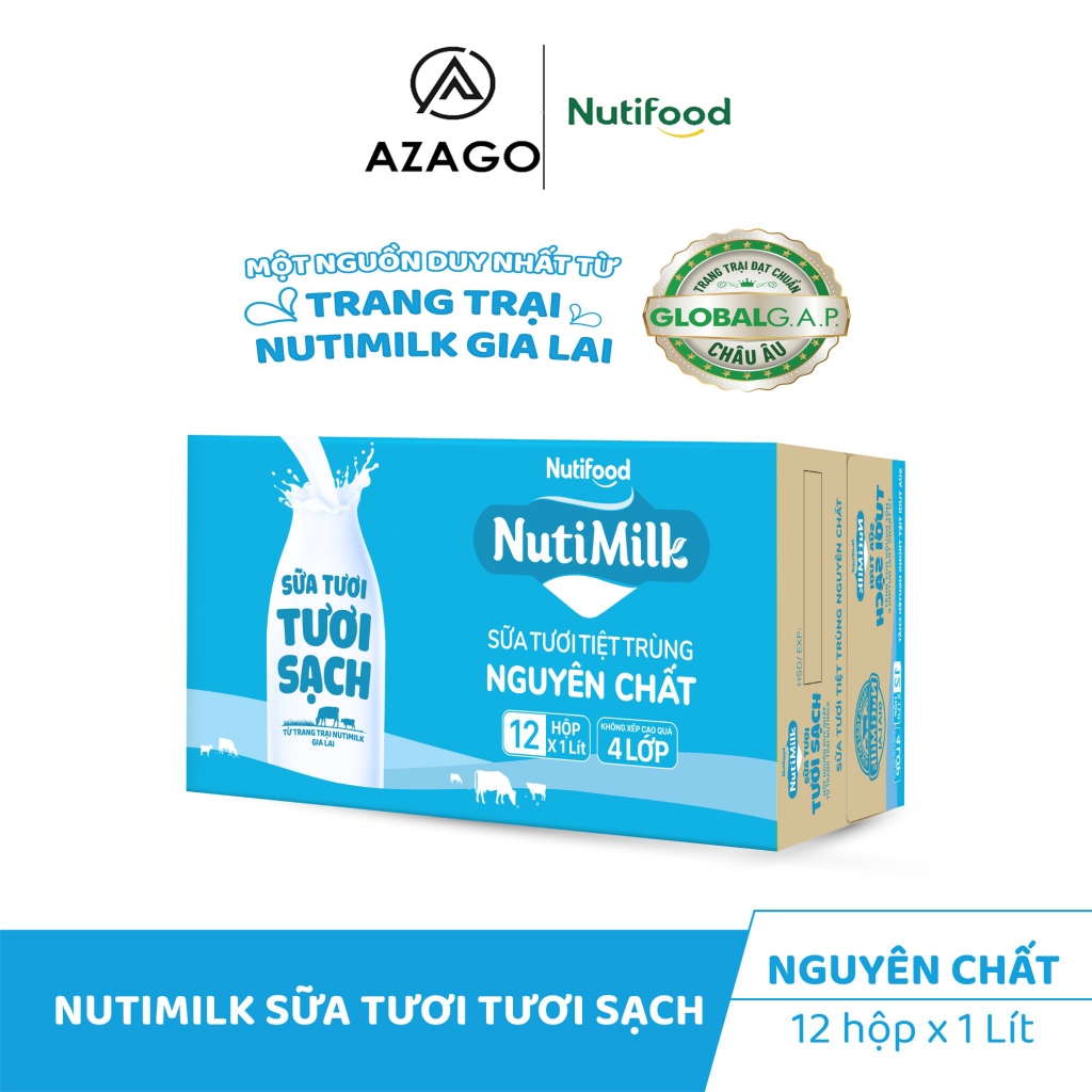 ( NutiMilk ) Thùng 12 hộp 1L Sữa tươi Tươi sạch NutiMilk - Thương Hiệu ...
