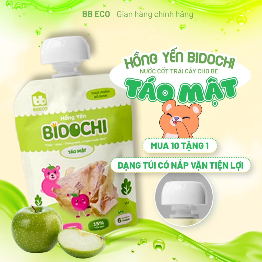 Túi hồng yến Bidochi vị trái cây hương táo mật cho bé, giúp bé phát ...