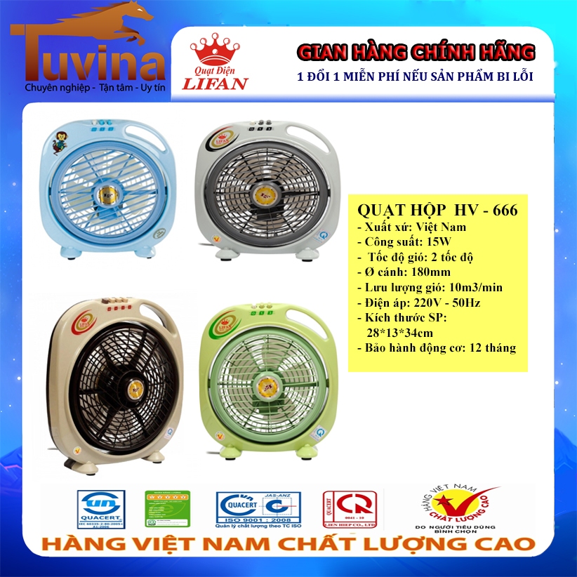 Quạt hộp mini Lifan HV-666 – quạt để bàn học, bàn làm việc, 15W, 5 cánh ...
