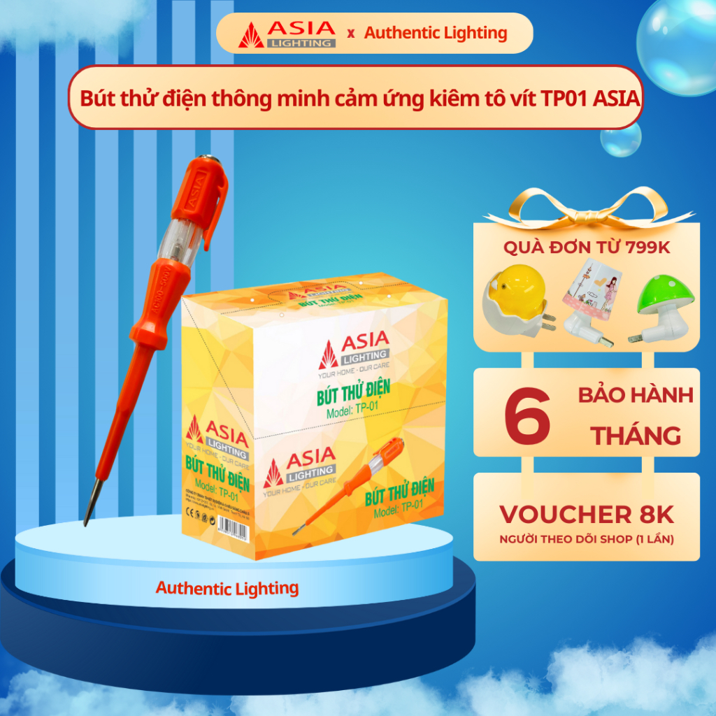 Bút thử điện thông minh cảm ứng, đa năng, kiêm tô vít TP01 ASIA - Bền bỉ, nhạy, an toàn, chất ...