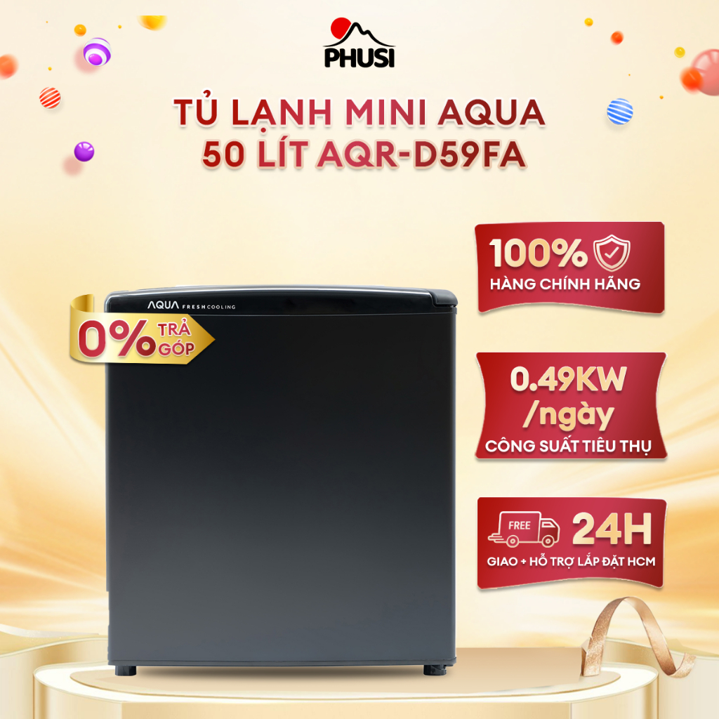 AQR-D59FA Tủ lạnh Aqua 50 lít AQR-D59FA (BS) - [MIỄN PHÍ GIAO LẮP HCM ...