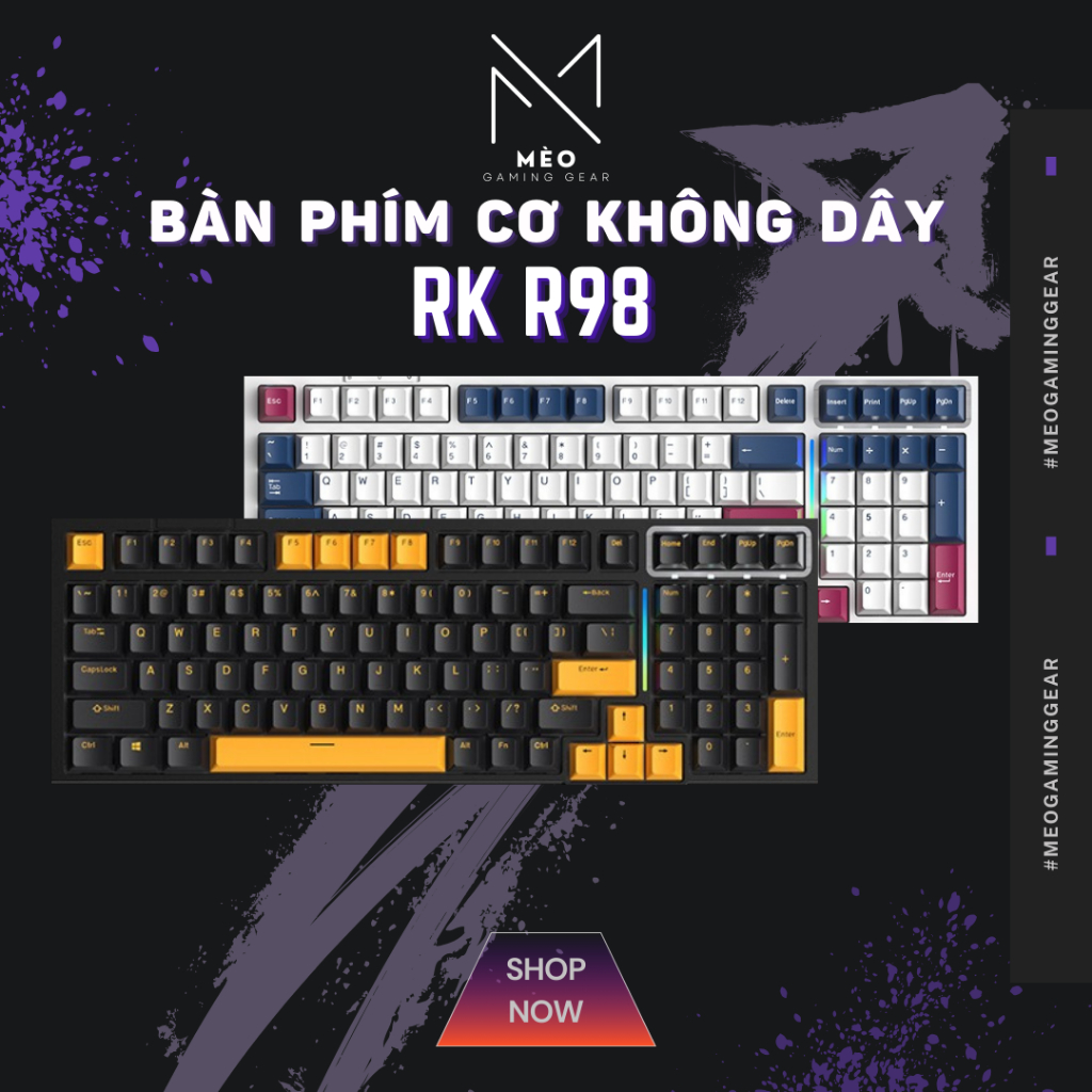 Bàn phím cơ không dây Hotswap RK ROYAL KLUDGE R98 - Keycap PBT - LED RGB + LED VIỀN | Shopee ...