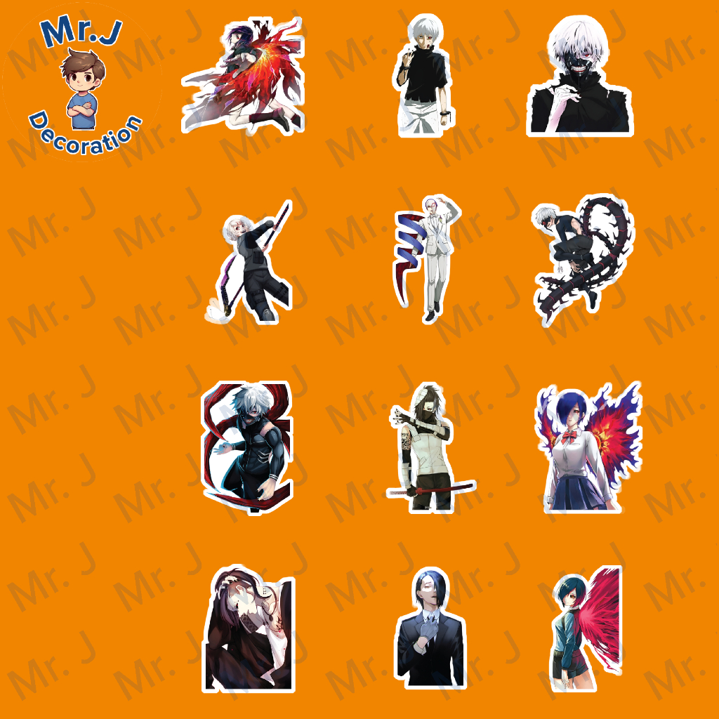 Set 12 hình Stickers Tokyo Ghoul chống nước sticker dán laptop, điện ...