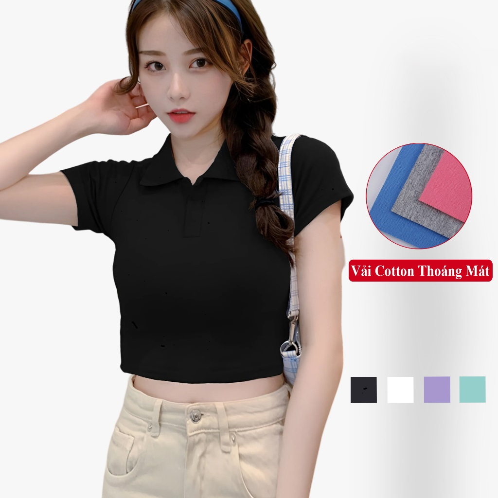 Áo Croptop Ngắn Tay Mùa Hè Nữ Madela Vải Thun Cotton Co Giãn Thoáng Mát ...