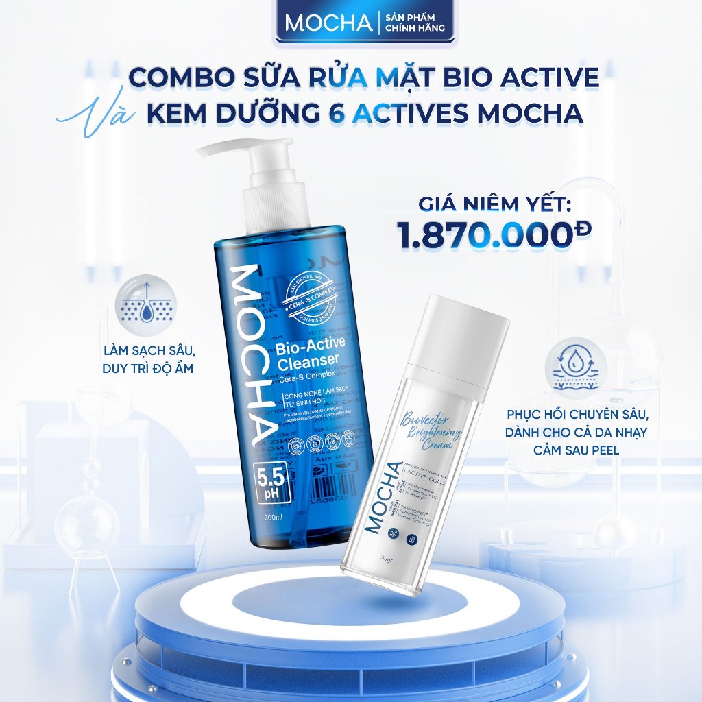 Combo SRM Bio Active - Kem Dưỡng 6 Actives Mocha 350gr - Làm Sạch Sâu ...