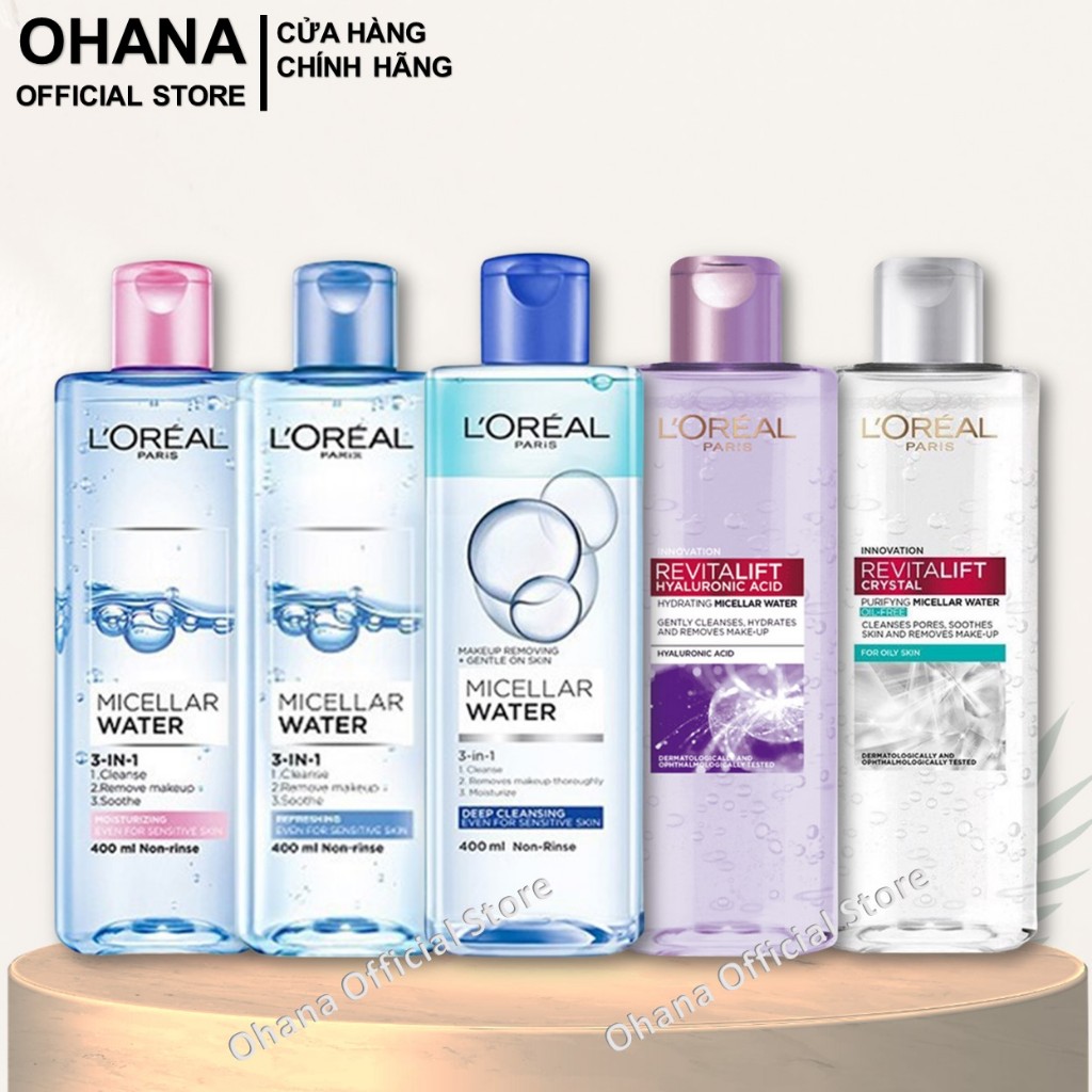 Nước Tẩy Trang Cho Mọi Loại Da L'Oreal Paris 3in1 Micellar Water (95ml/400ml) | Shopee Việt Nam