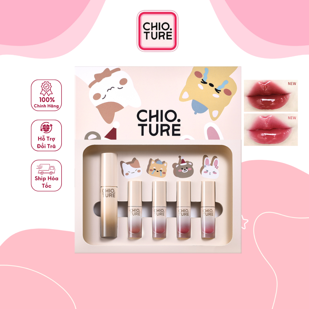 Set Son Môi Mini Chio Ture Mini Long-Lasting Lip Glaze Set 1g*4+5g*1 ...