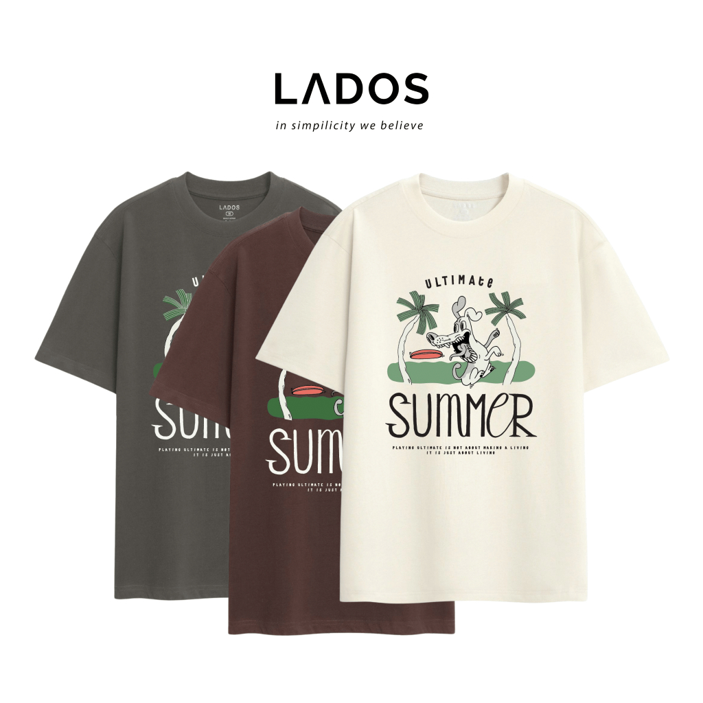 Áo thun cổ tròn ngắn tay in hình summer LADOS-9175 form relaxfit in trẻ ...