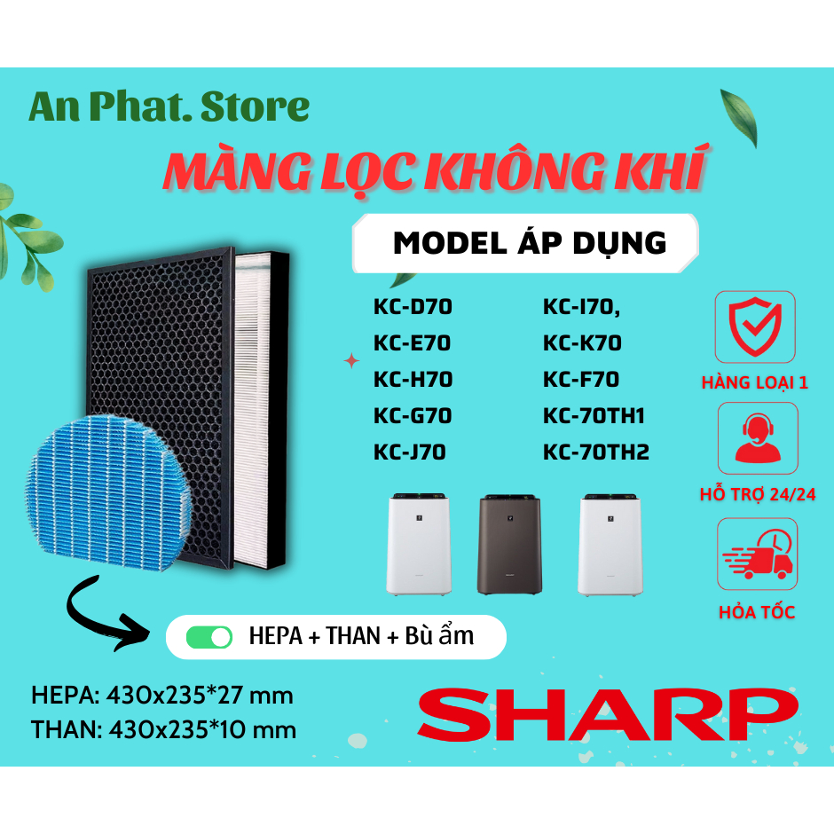 Màng lọc Sharp : KC-D70, KC-E70, KC-F70, KC-G70, KC-Y70, KC-700Y, KC ...