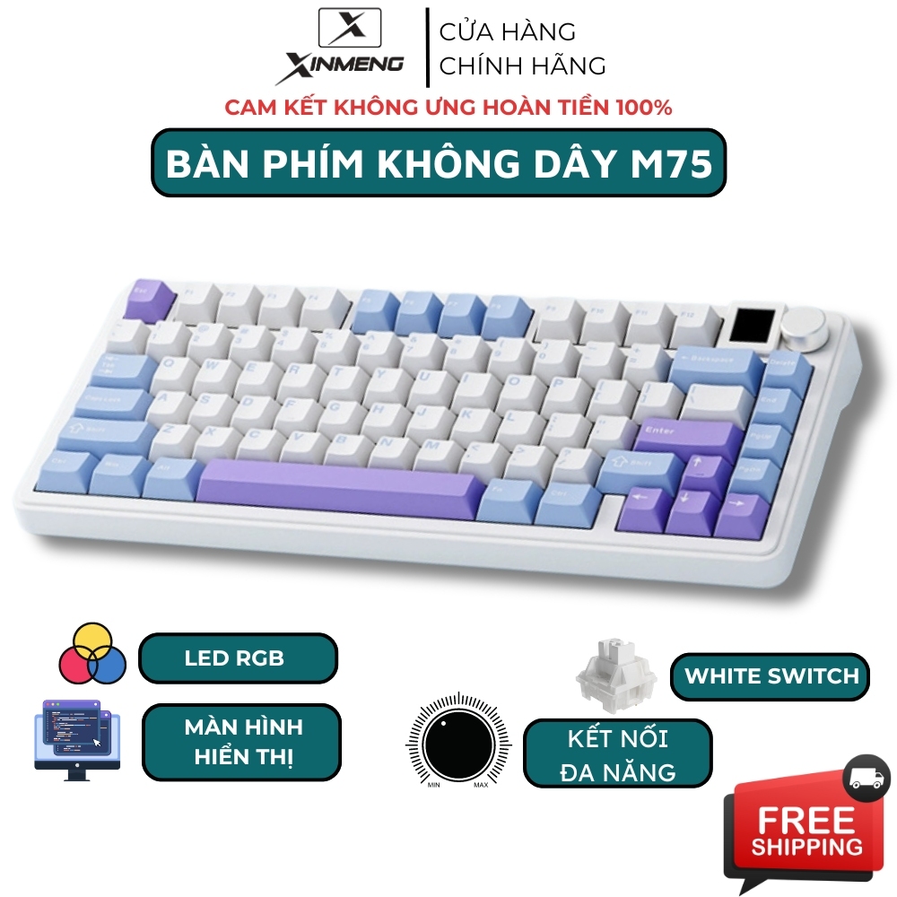 Bàn Phím Cơ Bluetooth Không Dây XINMENG M75 Led RGB Có Màn Hình Hiển ...