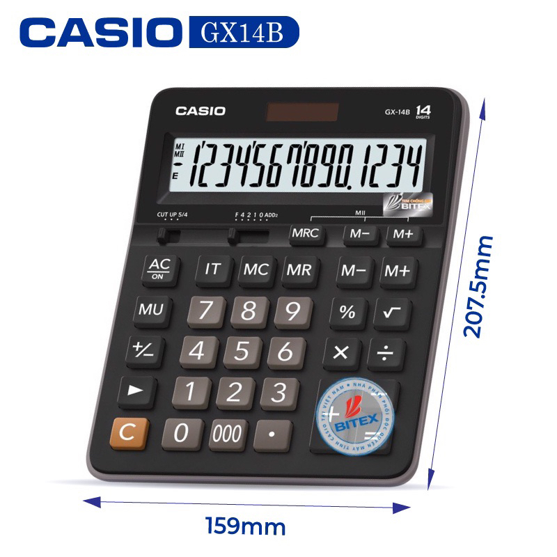 [ Chính Hãng - 14 số] Máy Tính Casio GX-14B - Loại lớn dành cho cửa hàng, kế toán, văn phòng ...
