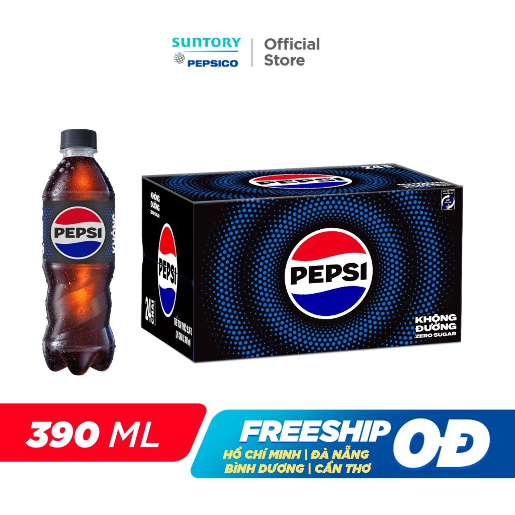 Thùng 24 Chai Nước Ngọt Có Gaz Pepsi Không Calo (390ml /chai) | Shopee ...