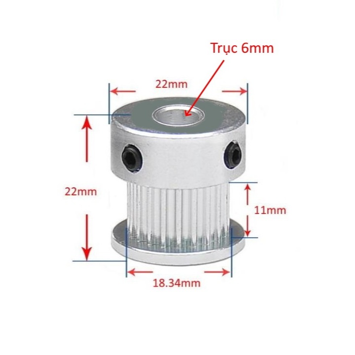 Puly 3M 20 Răng Bản Rộng Đai 11mm Trục 5mm, 6mm, 8mm, 10mm | Shopee ...