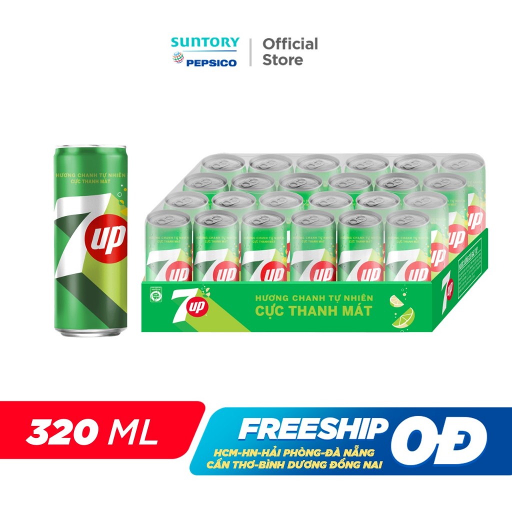 Thùng 24 Lon Nước Ngọt Có Gaz 7Up Lon Xanh (320ml/lon) | Shopee Việt Nam