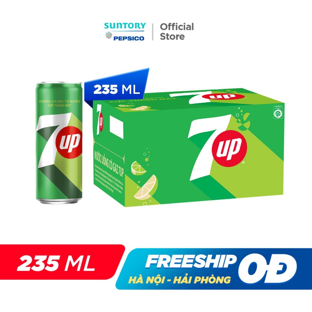 Thùng 24 Lon Nước Ngọt Có Gaz 7Up (235ml/lon) | Shopee Việt Nam