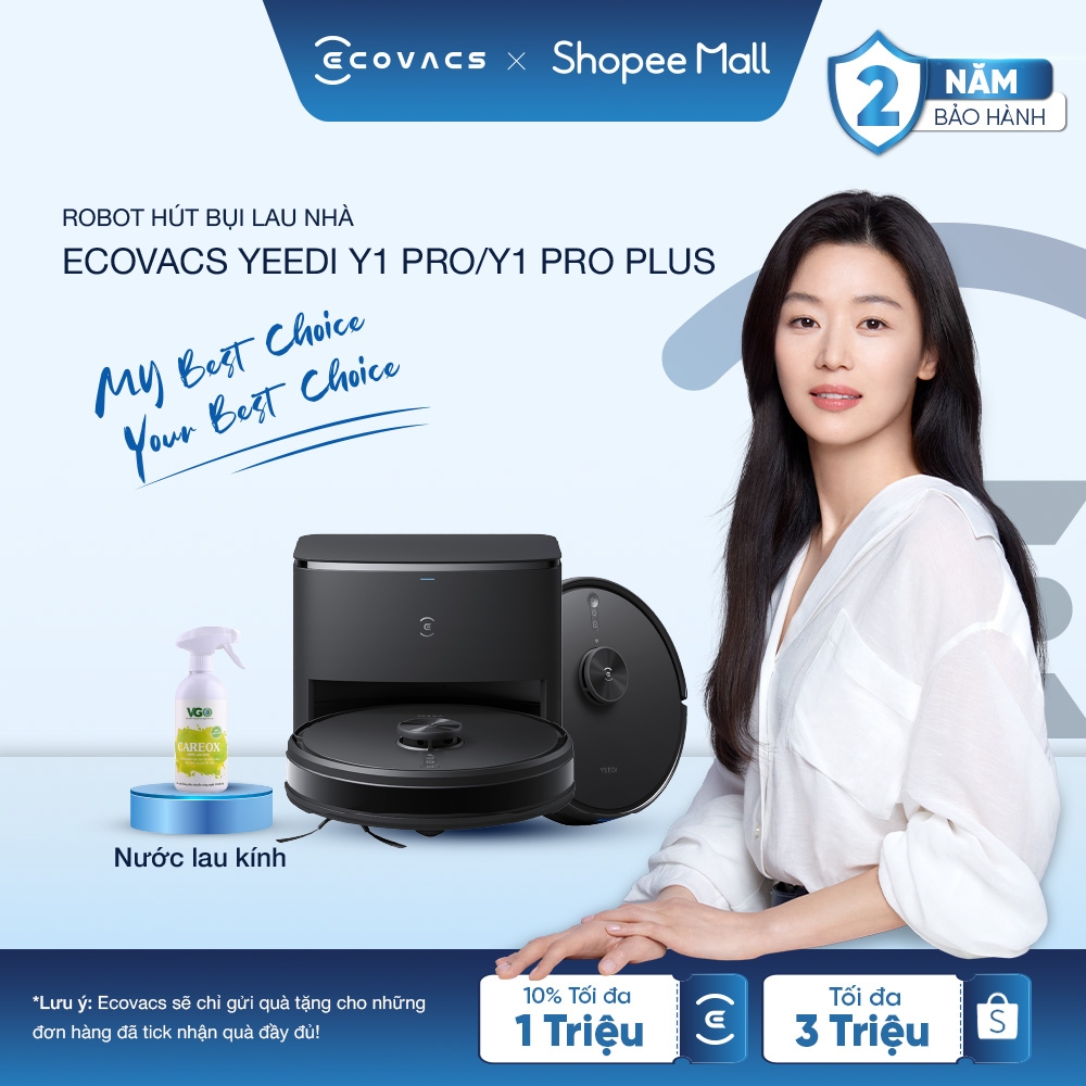 Robot hút bụi lau nhà thông minh Ecovacs Y1 Pro / Ecovacs Y1 Pro Plus - Lực hút 6500Pa - Chống ...
