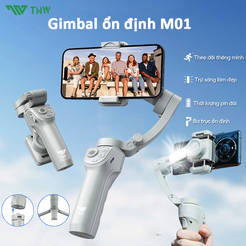 TNW M01 Gimbal chống rung điện thoại, gymbal 360 độ gậy chụp ảnh 3 chân ...