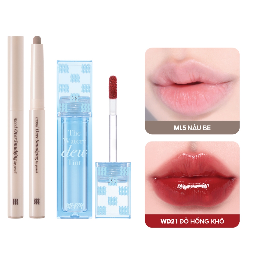 Combo Son Merzy The Watery Dew Tint Ver 4 + Chì Kẻ Viền Môi Merzy Mood ...