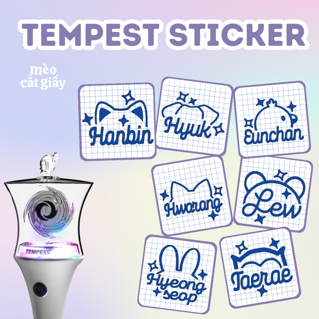 Sticker TEMPEST | Holo Sticker Tên Idol K-pop Dán Lightstick | TEMPEST ...
