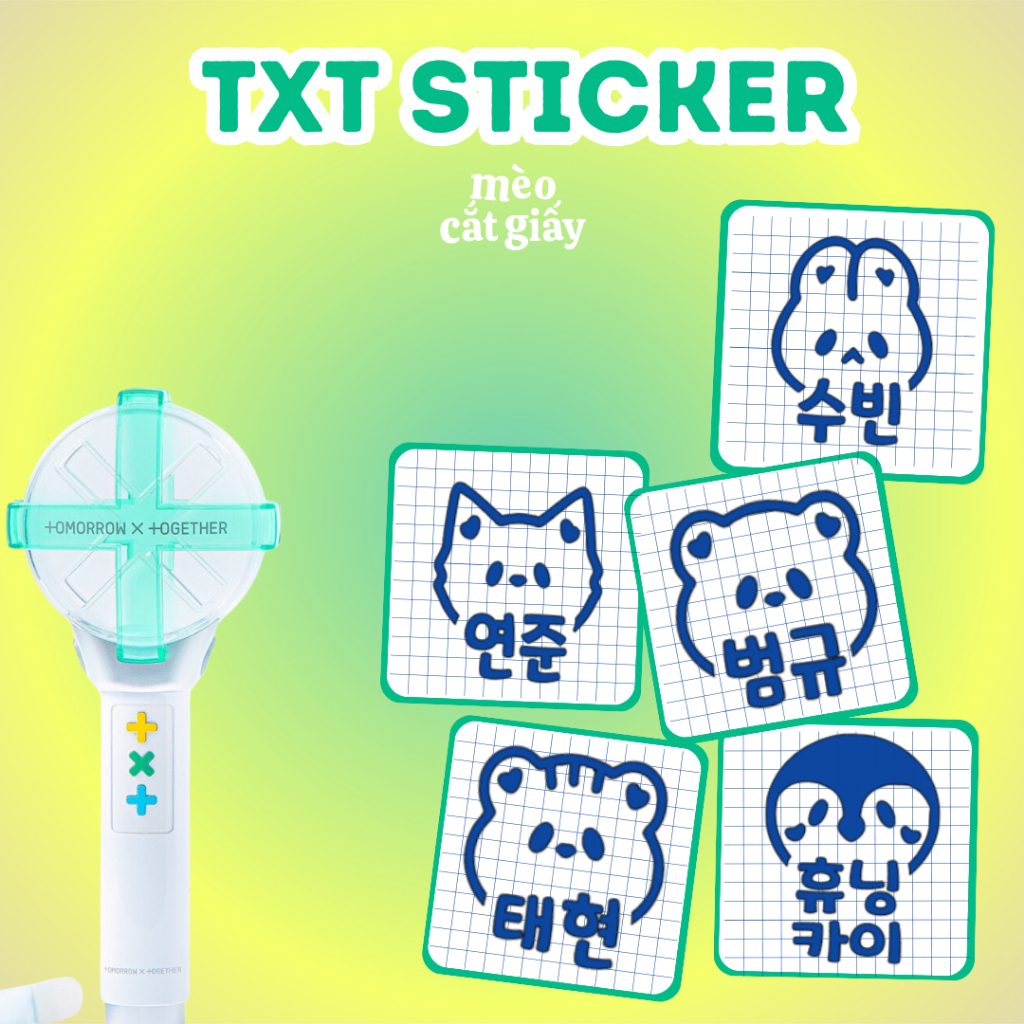 Sticker TXT | Holo Sticker Tên Idol K-pop Dán Lightstick | TXT Animal ...