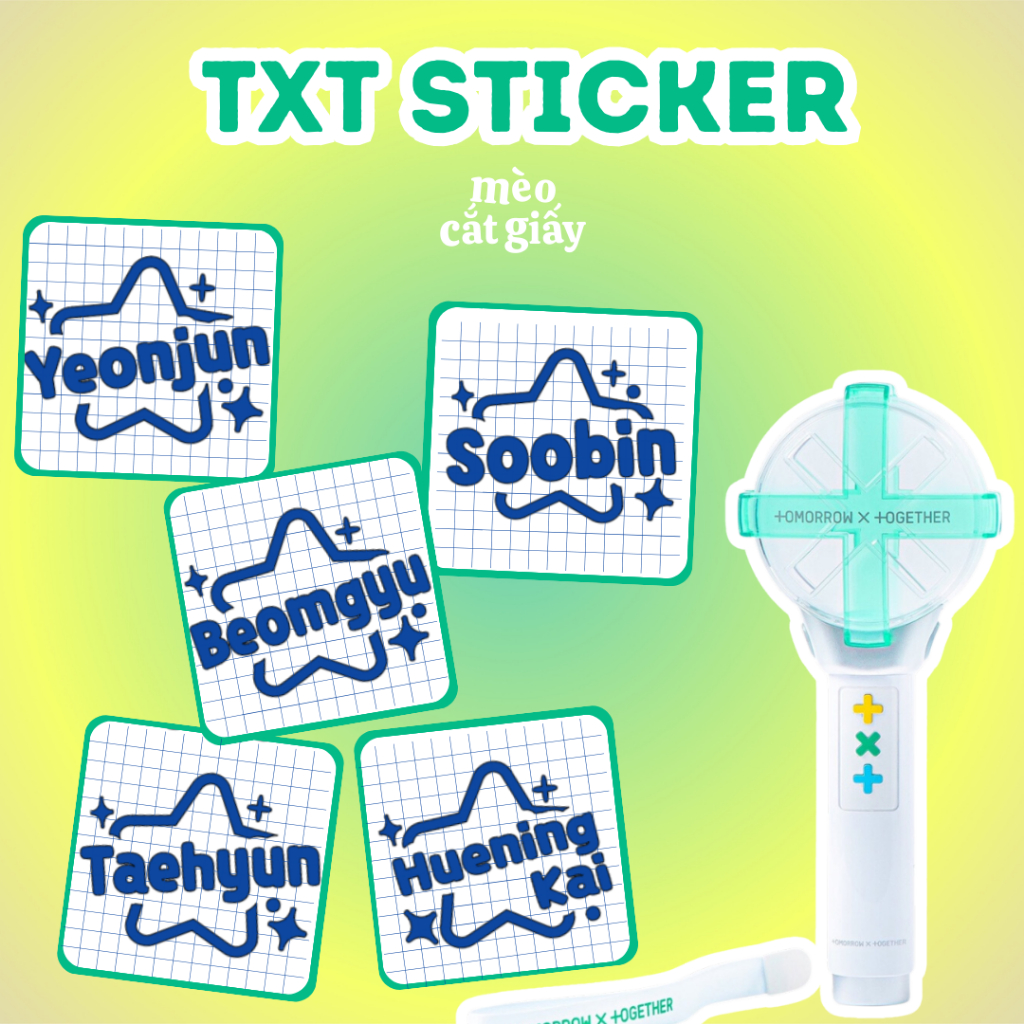 Sticker TXT | Holo Sticker Tên Idol K-pop Dán Lightstick | TXT ...