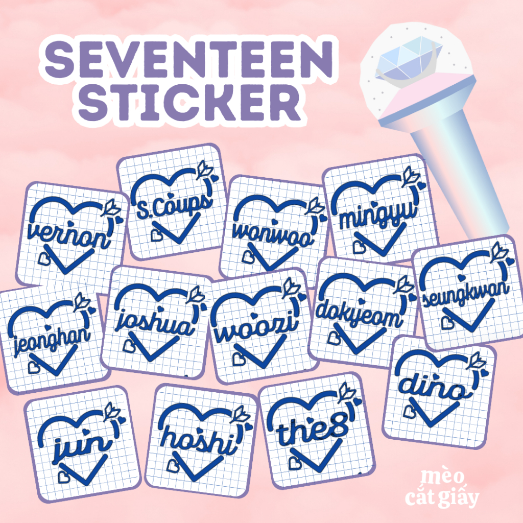 Sticker SEVENTEEN | Holo Sticker Tên Idol K-pop Dán Lightstick | Shopee ...