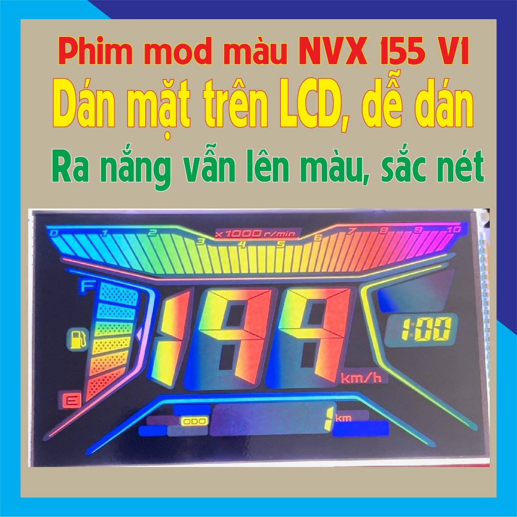 Film mod màu NVX V1 2017 - 2020, dán mặt trên LCD, Ra nắng vẫn thấy màu ...