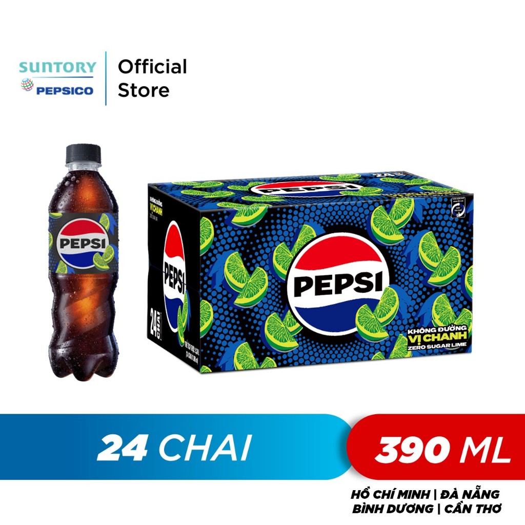 [HỎA TỐC]Thùng 24 Chai Nước Ngọt Có Gaz Pepsi Vị Chanh Không Calo (390ml /chai) | Shopee Việt Nam