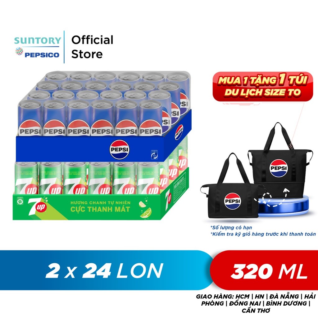 Combo 1 Thùng 24 Lon Pepsi và 1 Thùng 24 Lon 7Up (320ml/lon) | Shopee Việt Nam