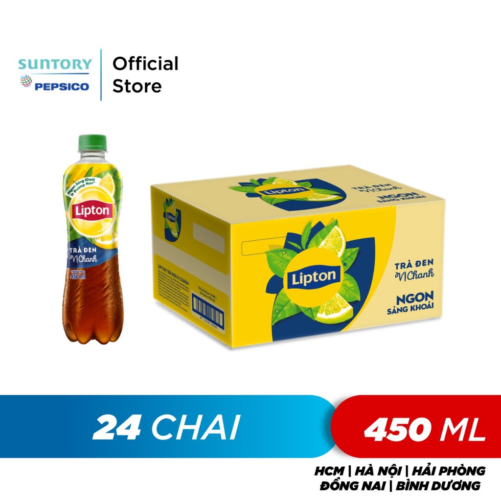 Thùng 24 Chai Lipton Trà Đen Vị Chanh (450ml/chai) | Shopee Việt Nam
