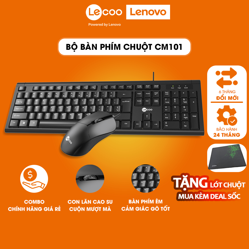 Bộ bàn phím chuột có dây Lecoo CM101 combo cho máy tính văn phòng ...