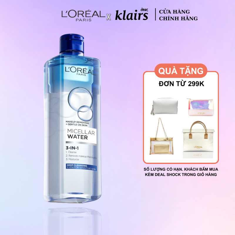 Nước Tẩy Trang L'Oreal Paris 3in1 Micellar Water 95ml/400ml, Làm Sạch Mọi Loại Da | Shopee Việt Nam