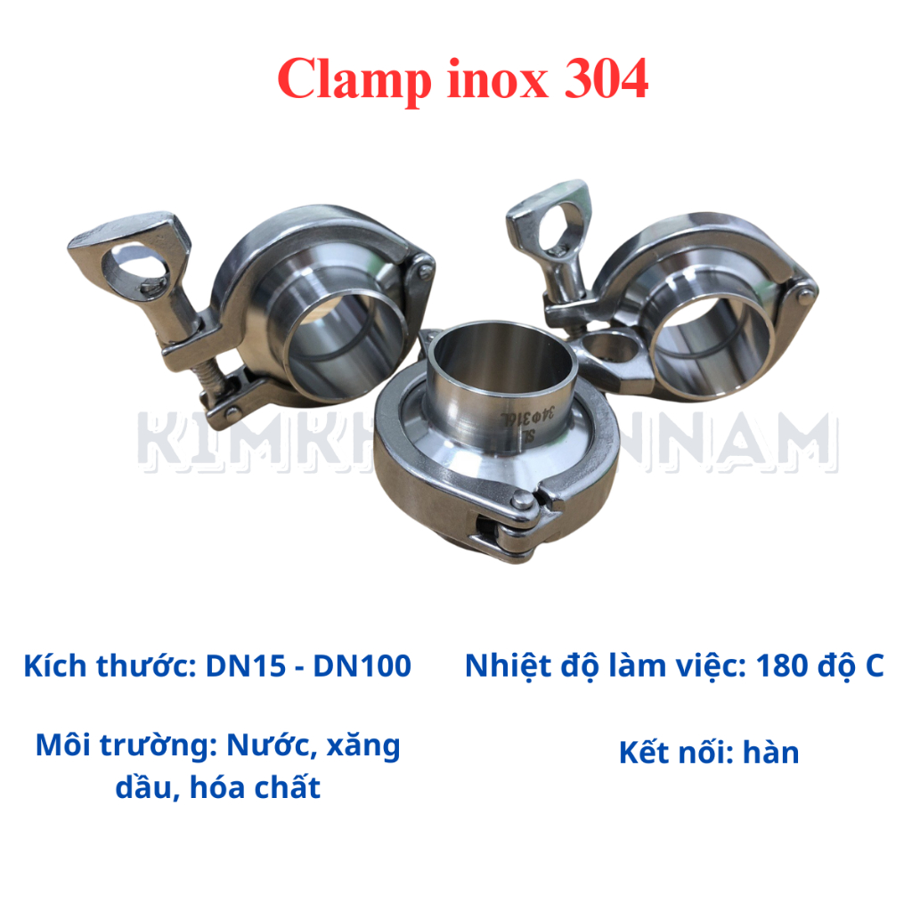 Cùm Clamp Vi Sinh Inox 304 size DN15 - DN100(Phi 21 - 114). Khớp nối nhanh vi sinh | Shopee Việt Nam