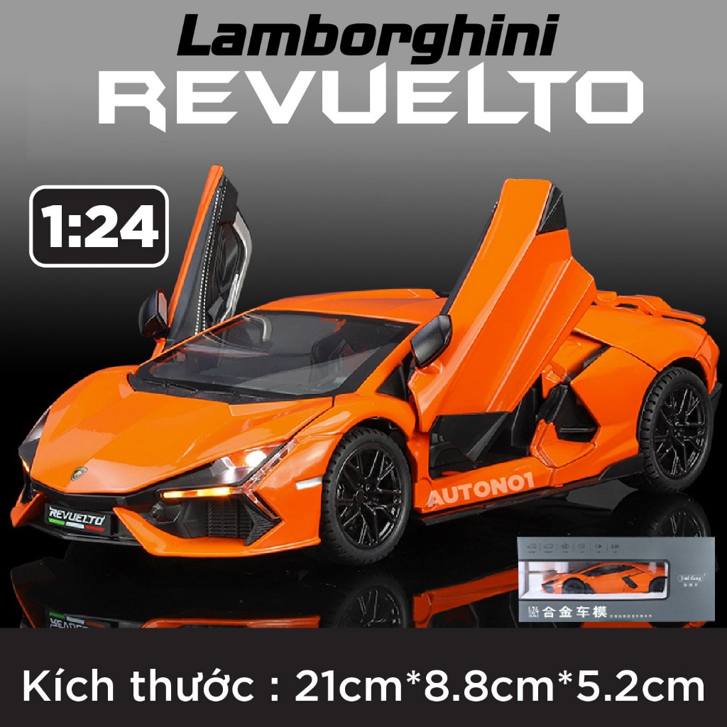 Mô hình Lamborghini Revuelto Hybrid có đèn-đánh lái được-mở full cửa tỉ ...