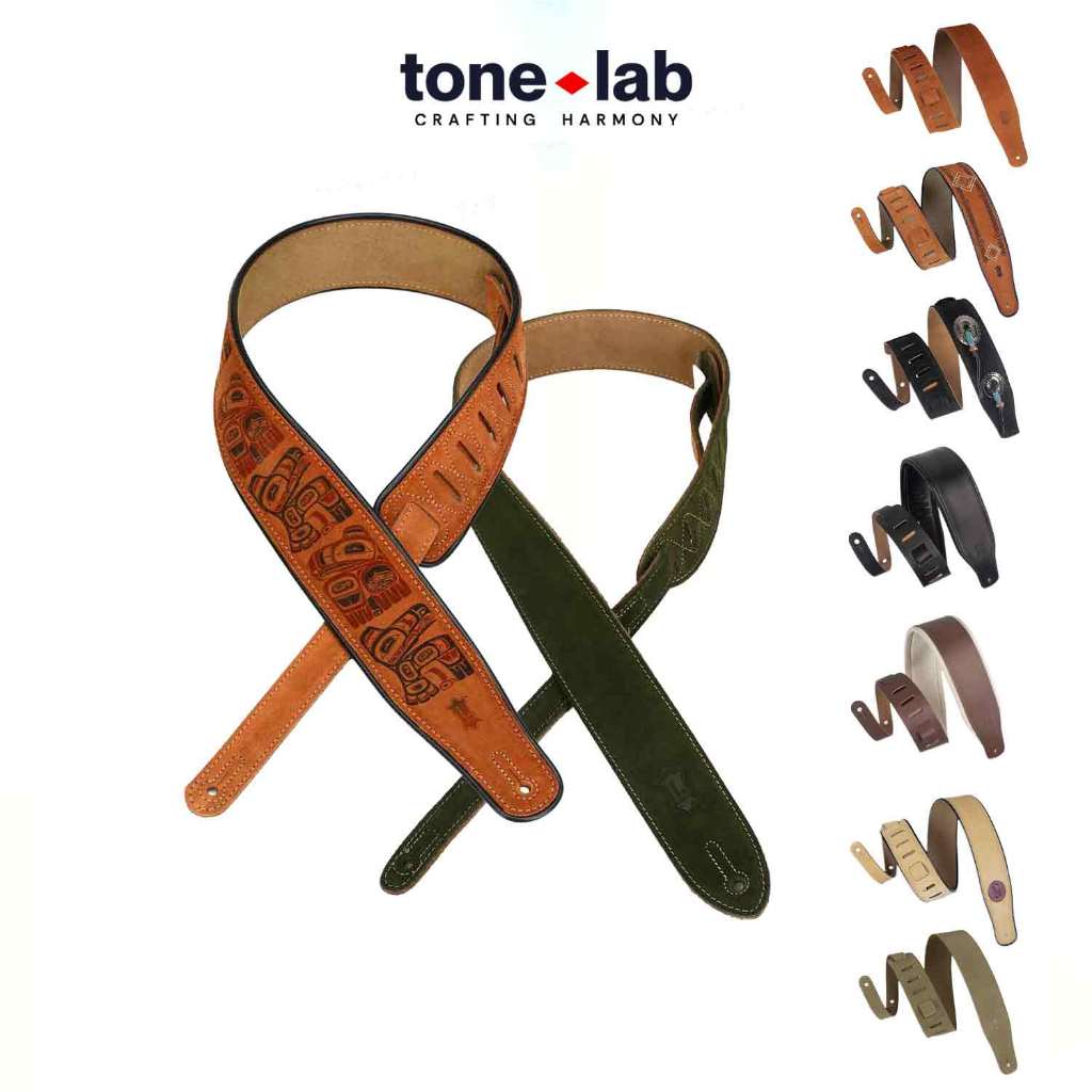 [Tone Lab] [HCM] Dây đeo đàn guitar strap da, da lộn họa tiết tribal ...