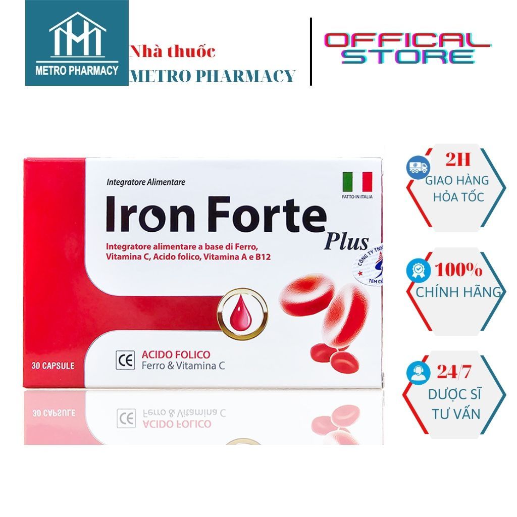 Viên uống Iron Forte plus-Sắt hữu cơ dễ hấp thu, không nóng, không táo ...