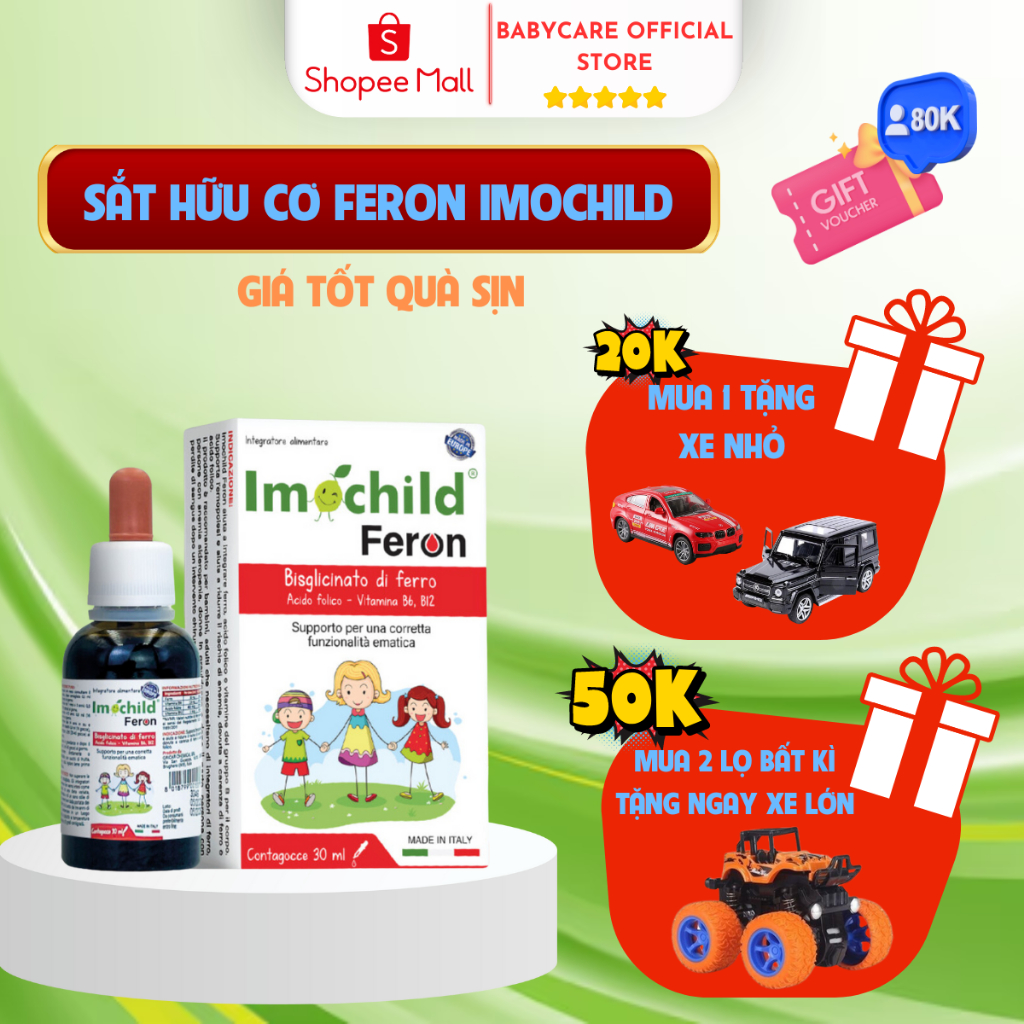 Imochild Feron sắt hữu cơ cho bé bisglycinate 30ml bổ sung vitamin B6 ...