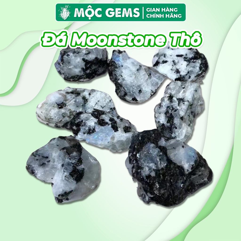 Đá Mặt Trăng Moonstone Cộng Sinh Tourmaline Đen Dạng Thô Mộc Gems Giúp ...