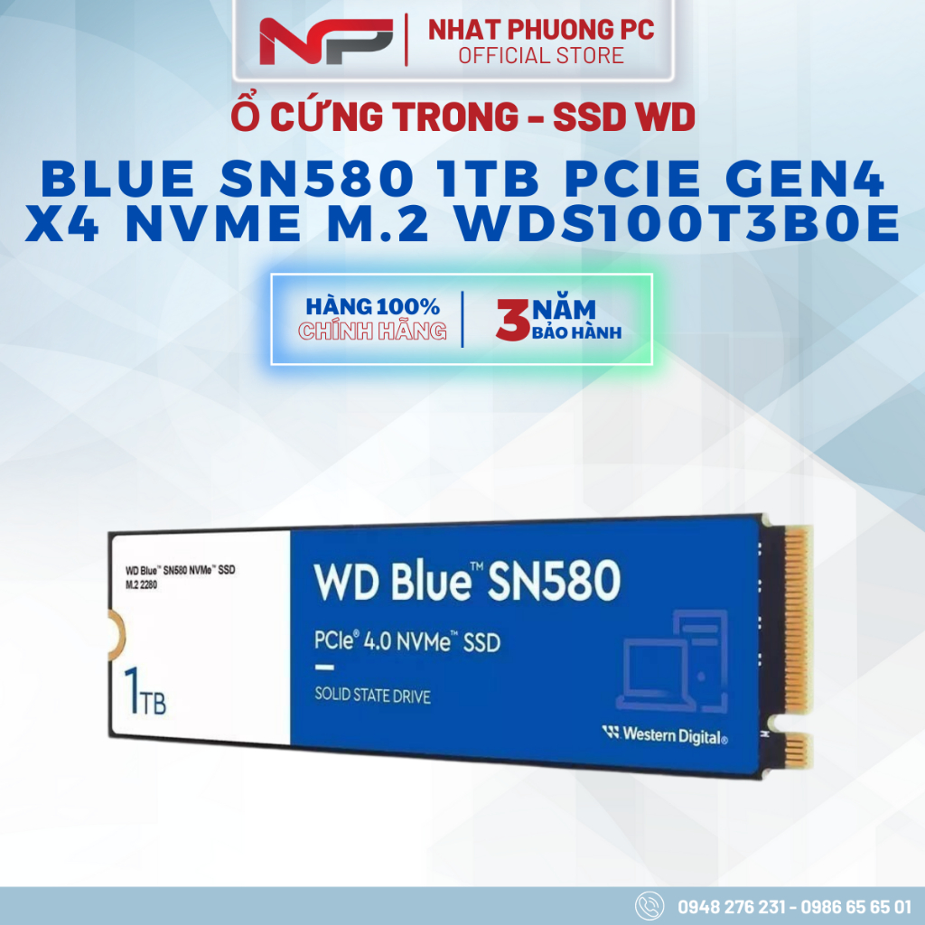 Ổ cứng SSD Western Digital Blue SN580 1TB PCIe Gen4 x4 NVMe M.2 ...