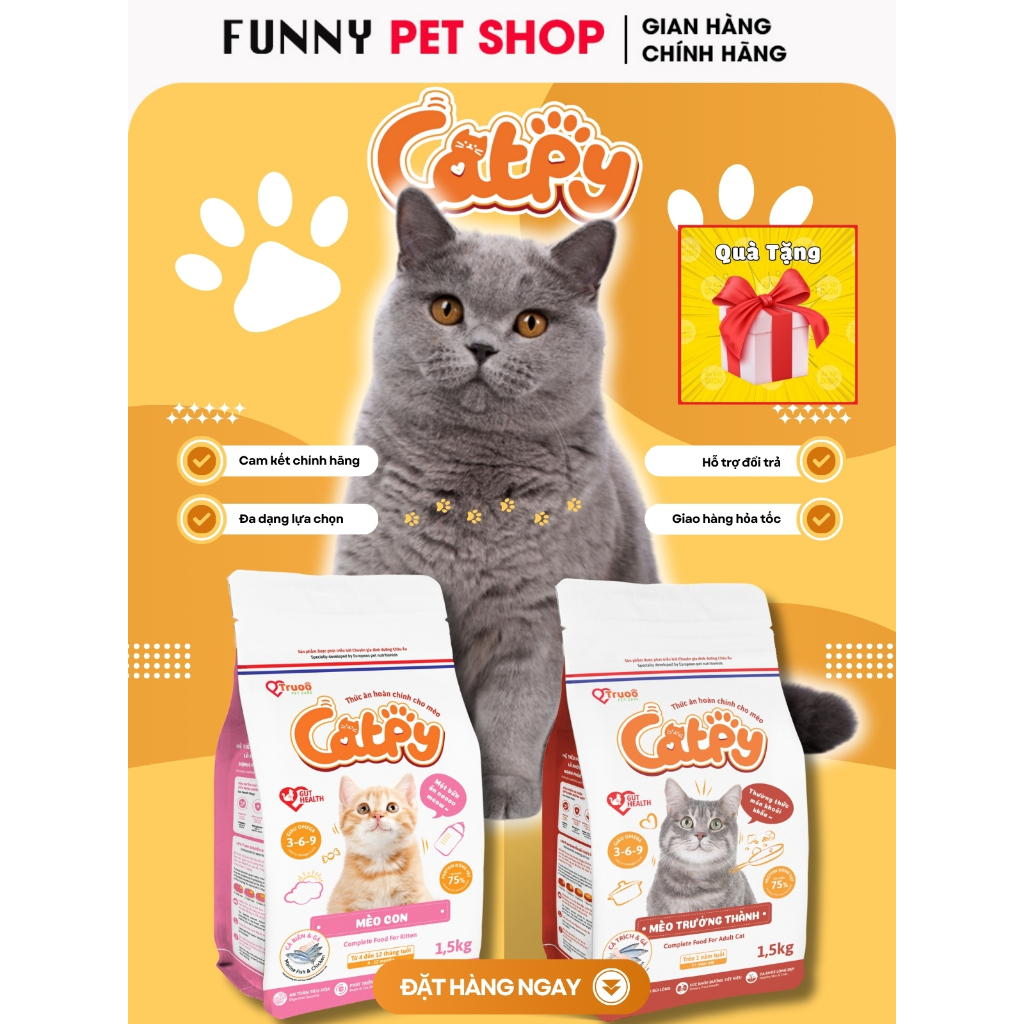 Hạt cho mèo Anh lông ngắn Catpy - Thức ăn cho mèo con, mèo lớn gói 500g ...