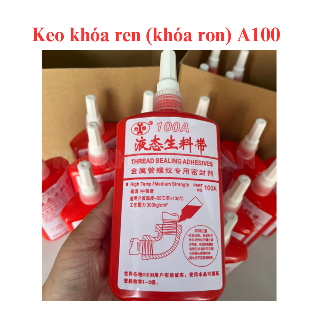 Keo non khoá ren/khóa ron A100, dùng dán ống kim loại có ren: ống khí ...